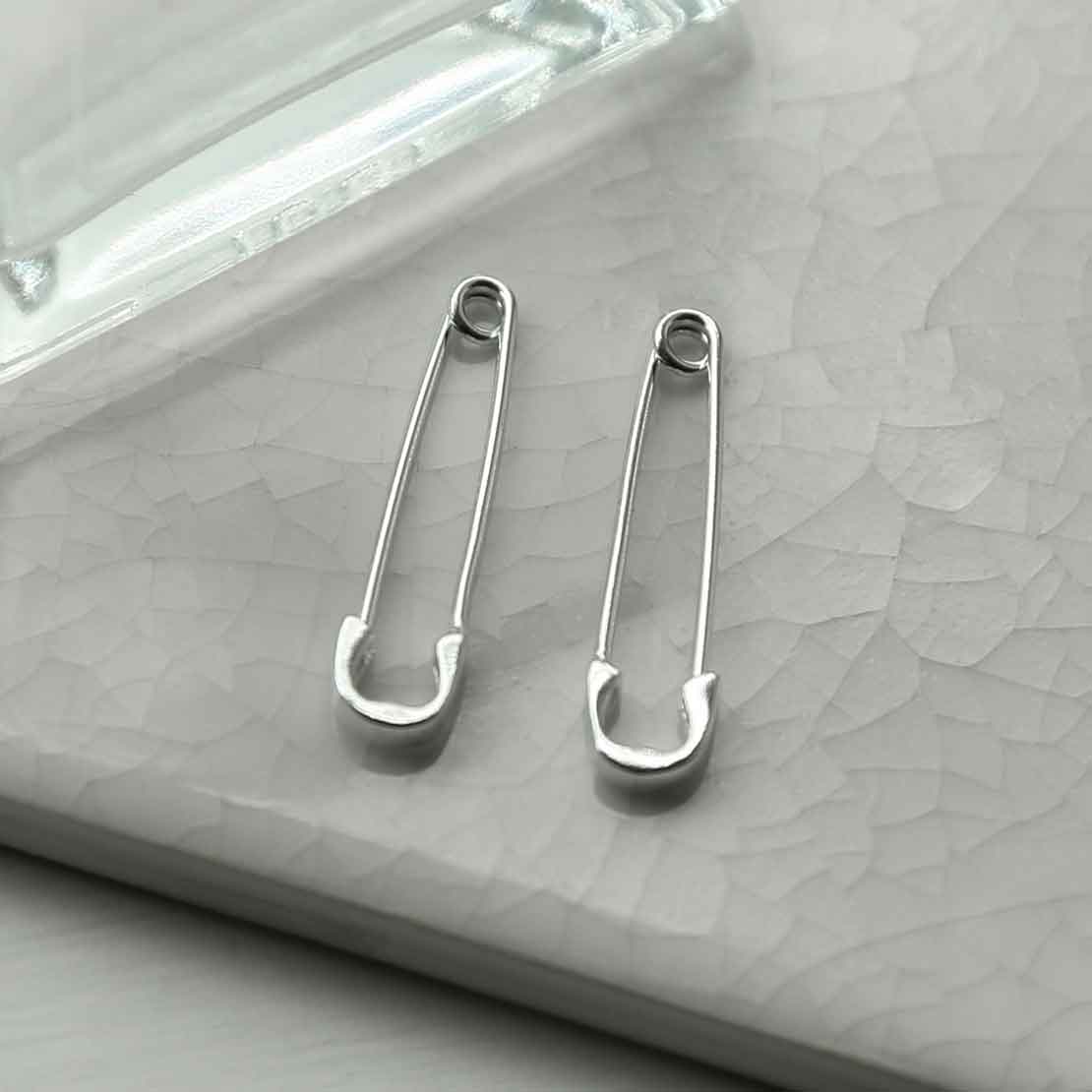 Sterling Silver Safety Pin Earrings | Large | Martha Jackson