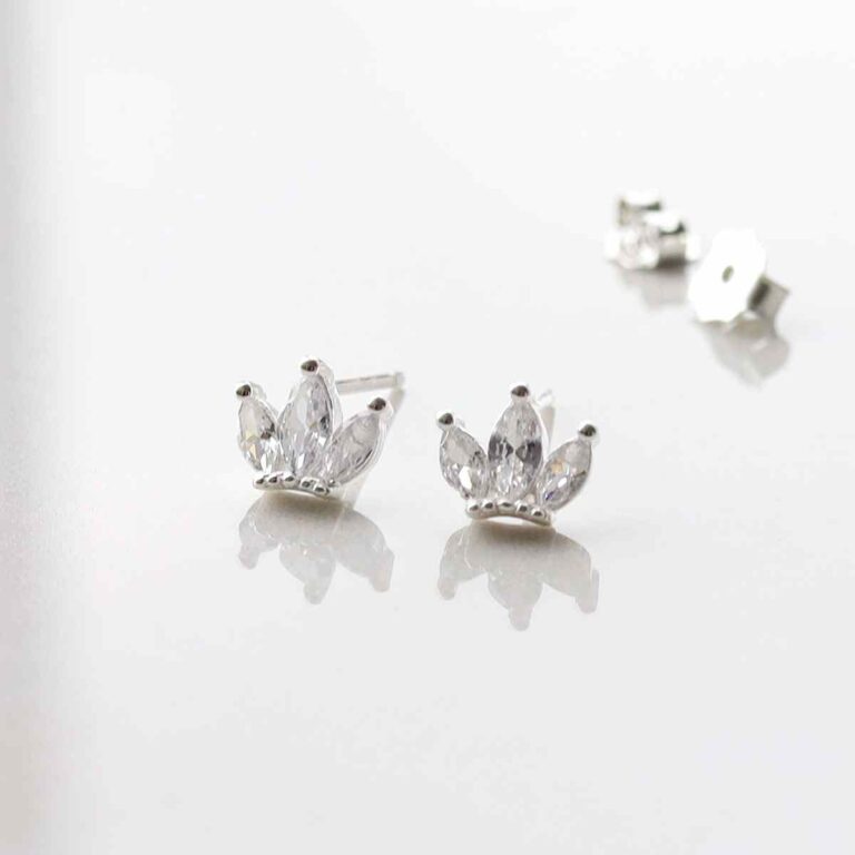 Sterling Silver Cubic Zirconia Crown Stud Earrings | Affordable ...