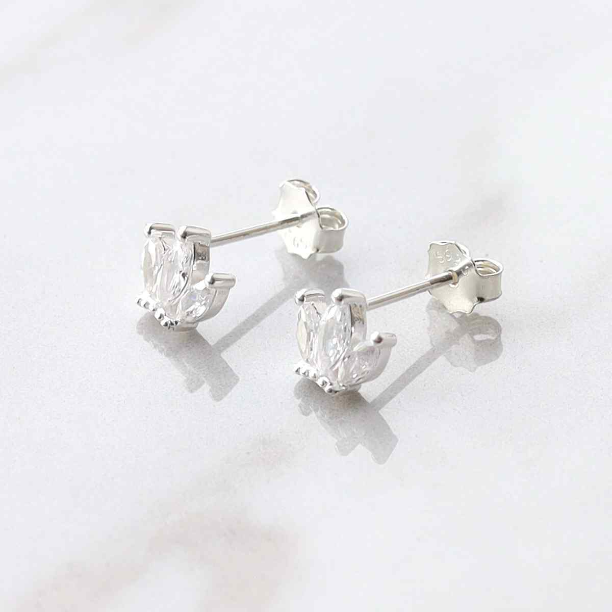 Sterling Silver Cubic Zirconia Crown Stud Earrings | Affordable ...