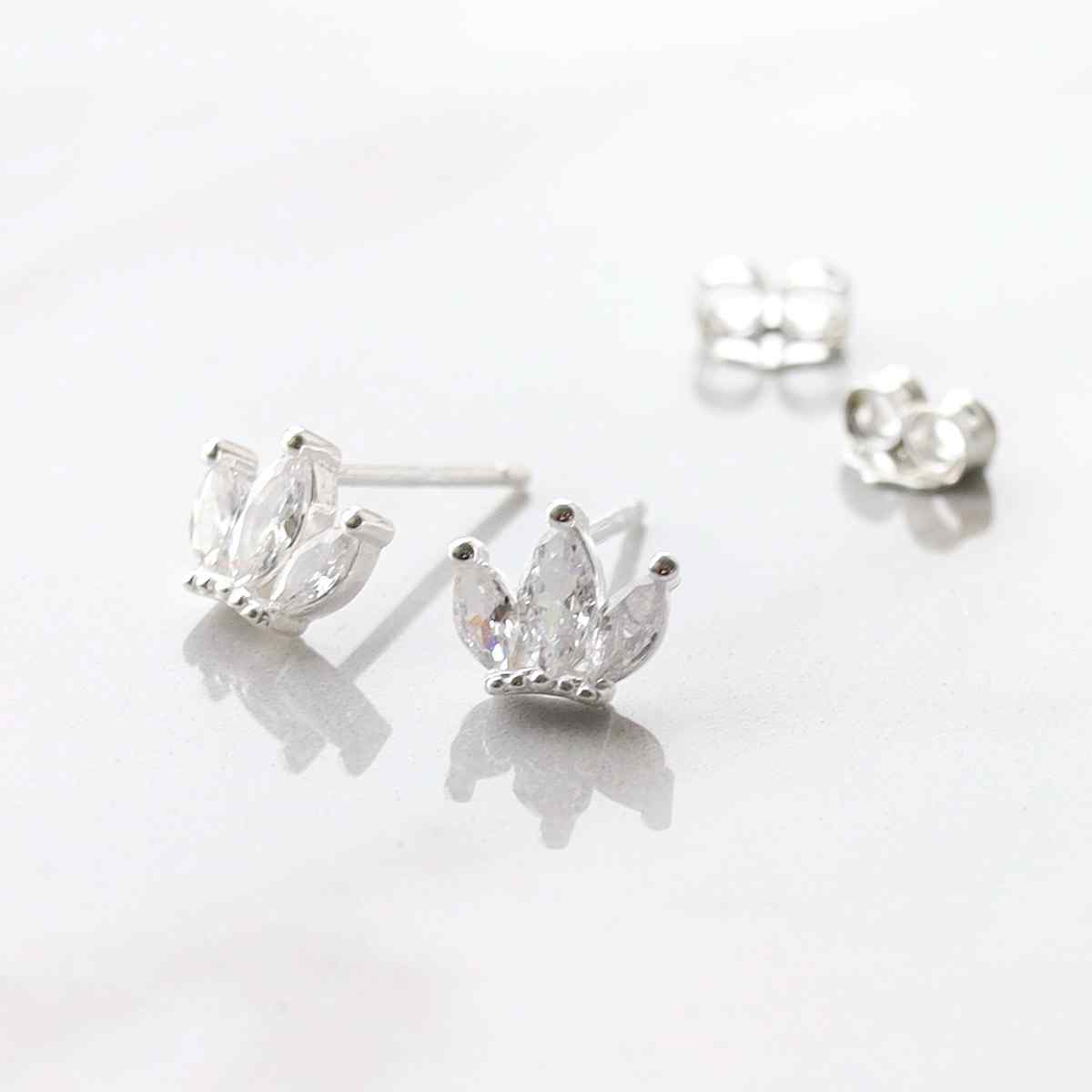 Sterling Silver Cubic Zirconia Crown Stud Earrings | Affordable ...