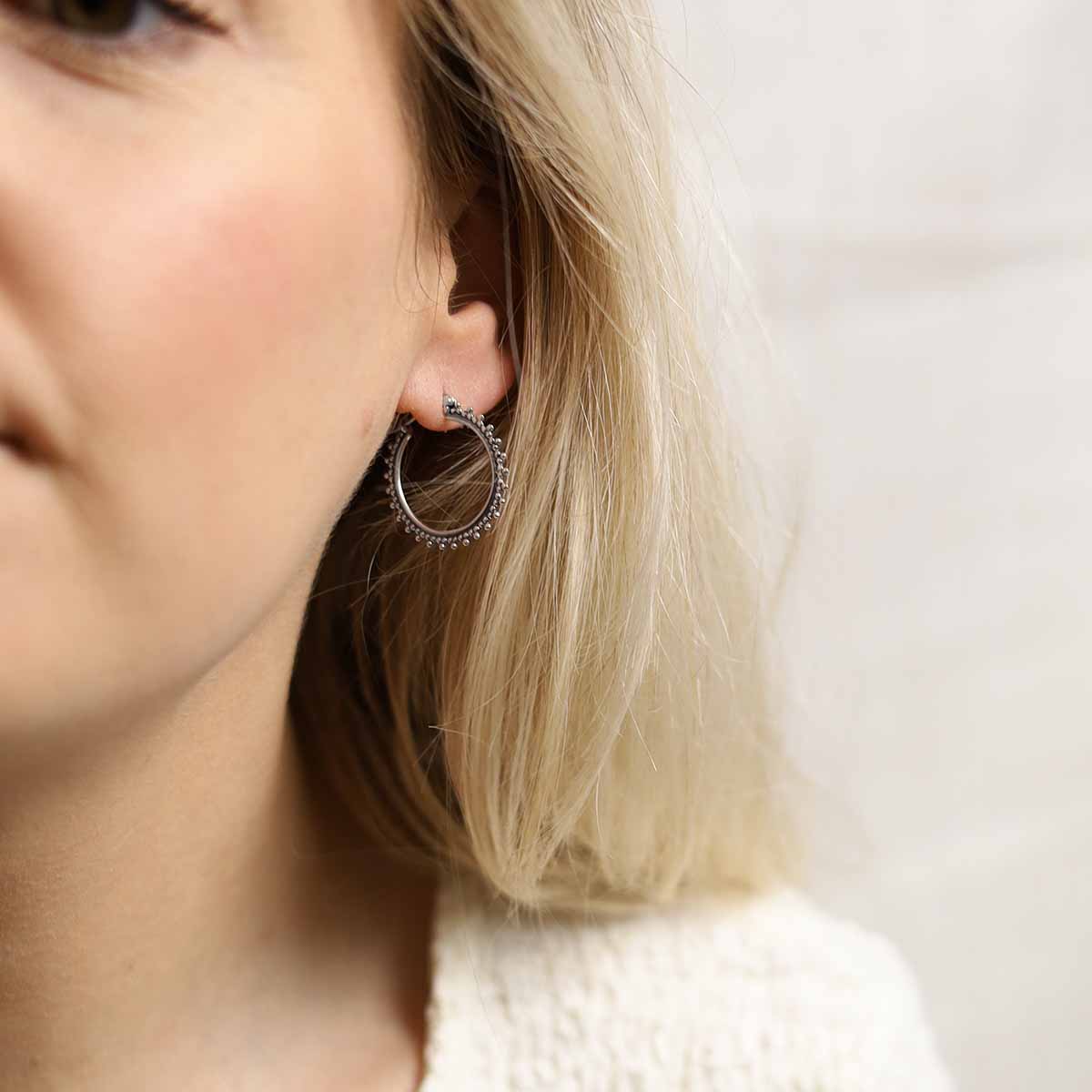 Sterling Silver Large Circle Detail Hoops | Affordable Jewellery ...