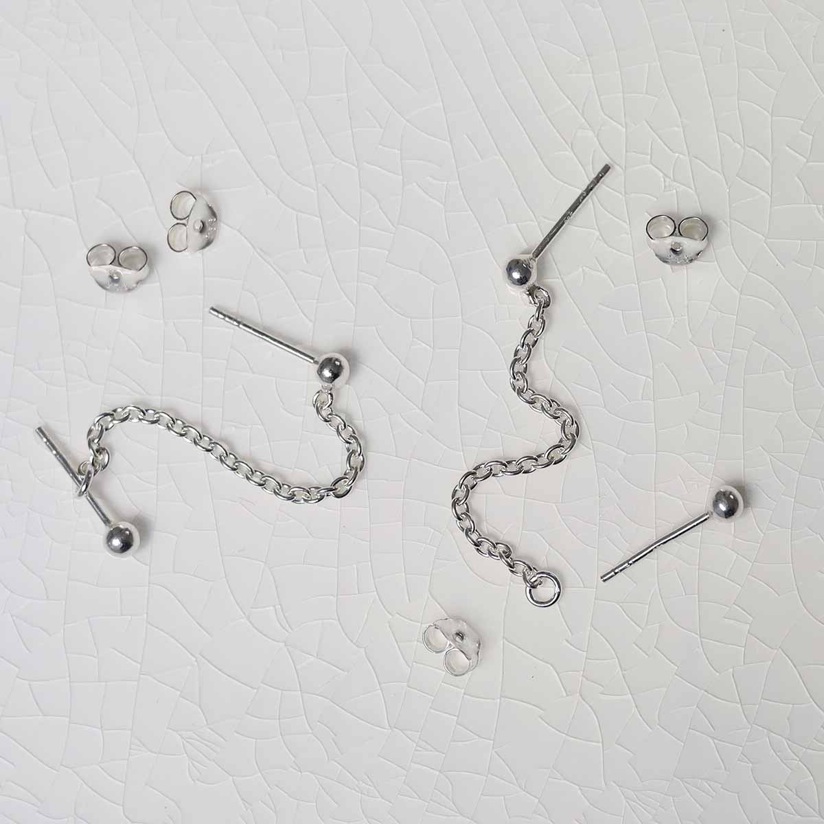 Sterling Silver Helix Chain Stud Earrings | Affordable Jewellery ...