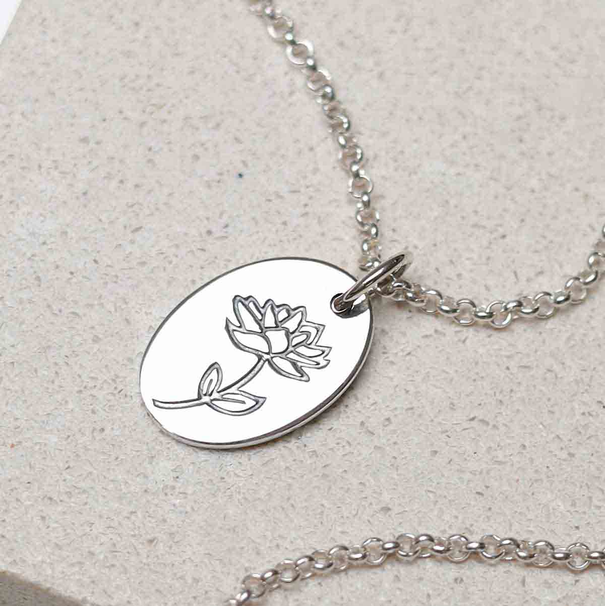 Sterling Silver July Birth Flower Necklace | Affordable Jewellery ...