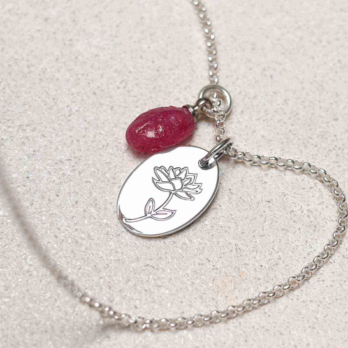 Sterling Silver July Birth Flower Necklace | Affordable Jewellery ...