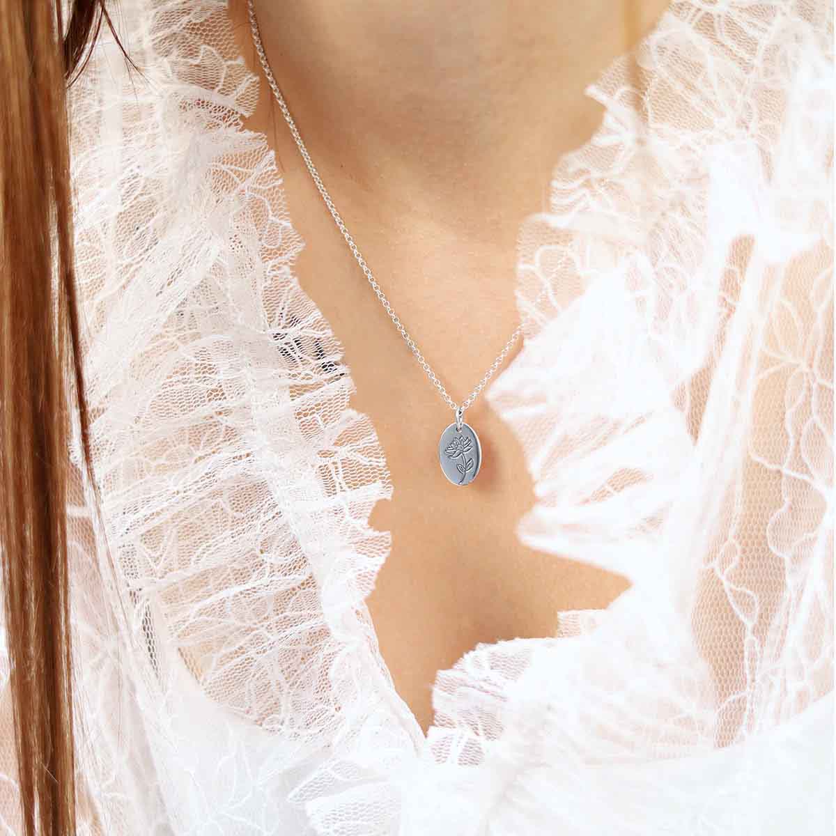 Sterling Silver July Birth Flower Necklace | Affordable Jewellery ...