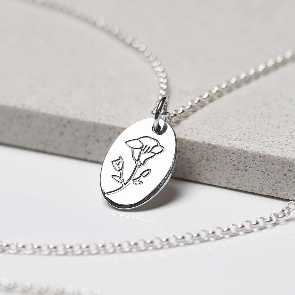 Sterling Silver September Birth Flower Necklace | Silver - Martha Jackson
