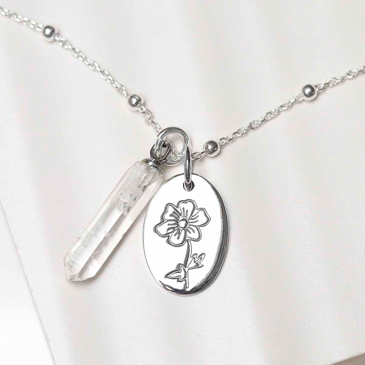 Sterling Silver October Birth Flower Necklace | Affordable - Martha Jackson