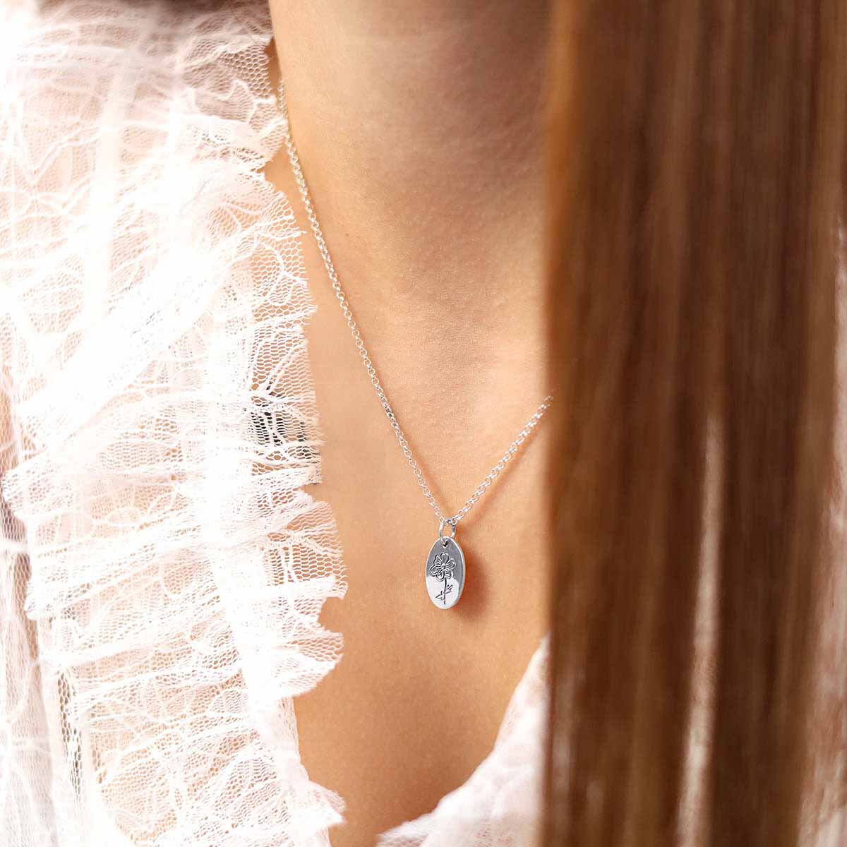 Sterling Silver October Birth Flower Necklace | Affordable - Martha Jackson
