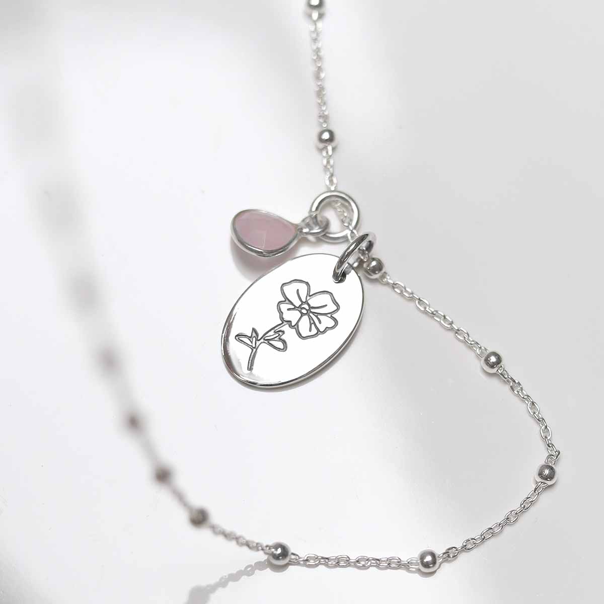 Sterling Silver August Birth Flower Necklace | Affordable - Martha Jackson