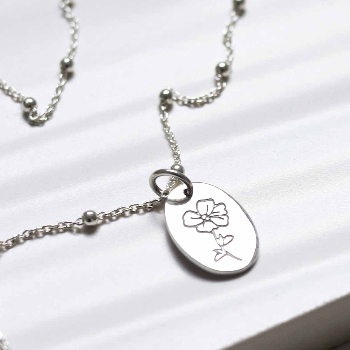 Sterling Silver August Birth Flower Necklace | Affordable - Martha Jackson