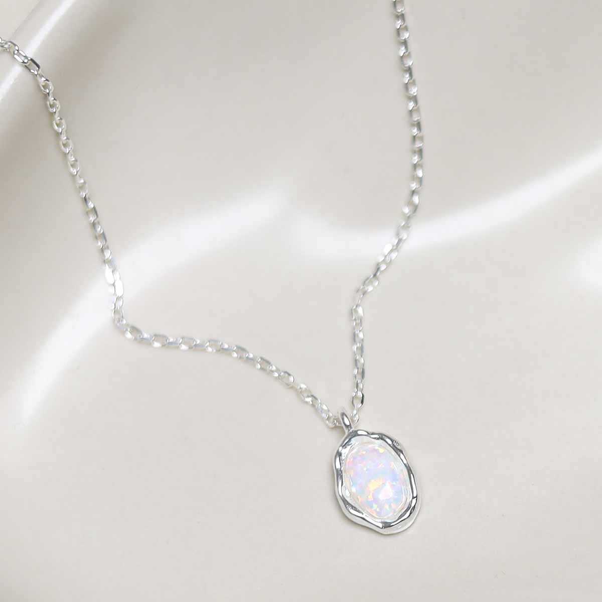 Sterling Silver Oval Opal Flow Necklace | Martha Jackson