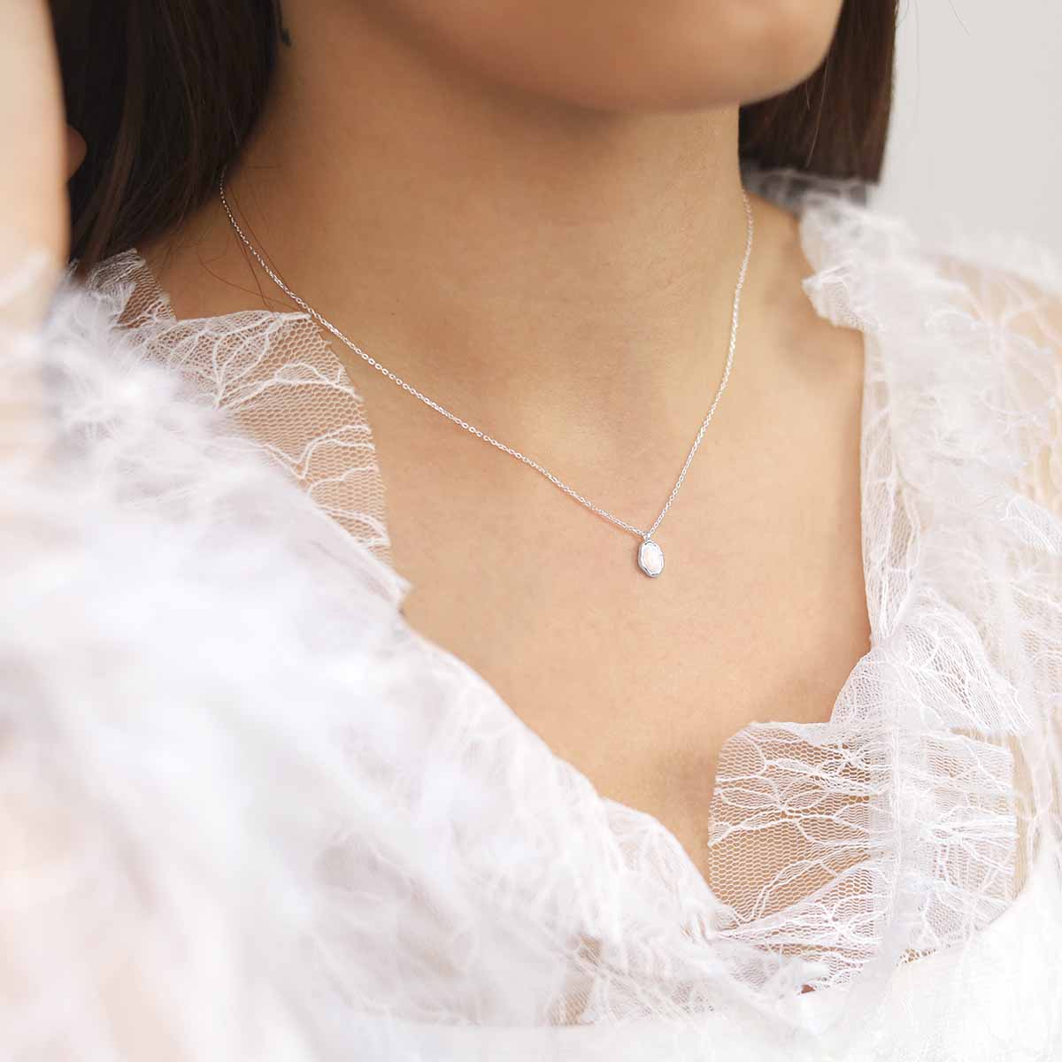 Sterling Silver Oval Opal Flow Necklace | Martha Jackson