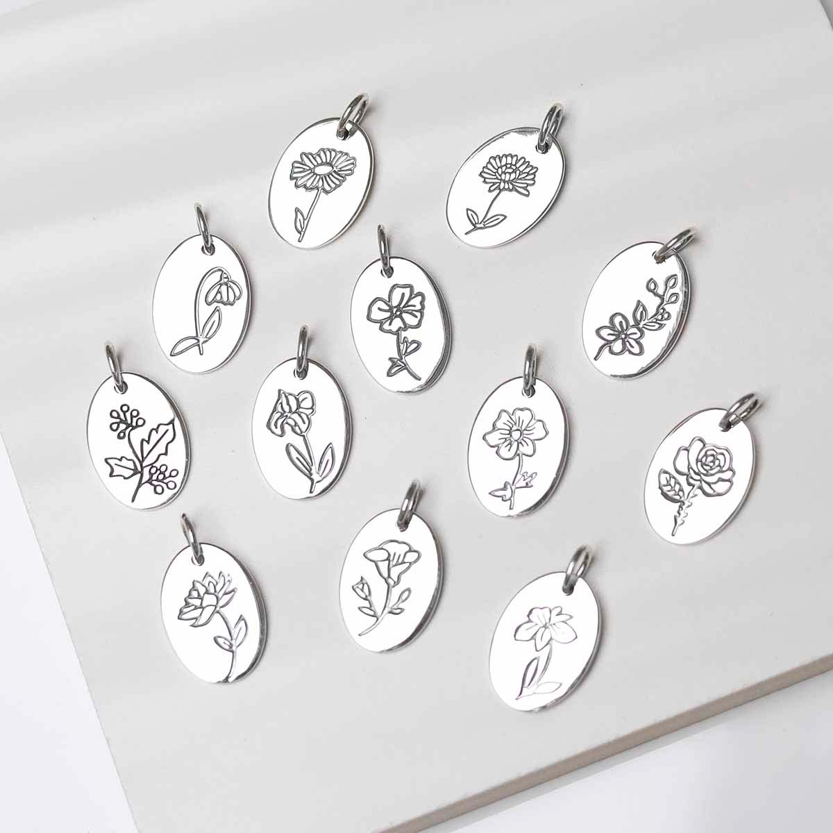 Sterling Silver July Birth Flower Necklace | Affordable Jewellery ...