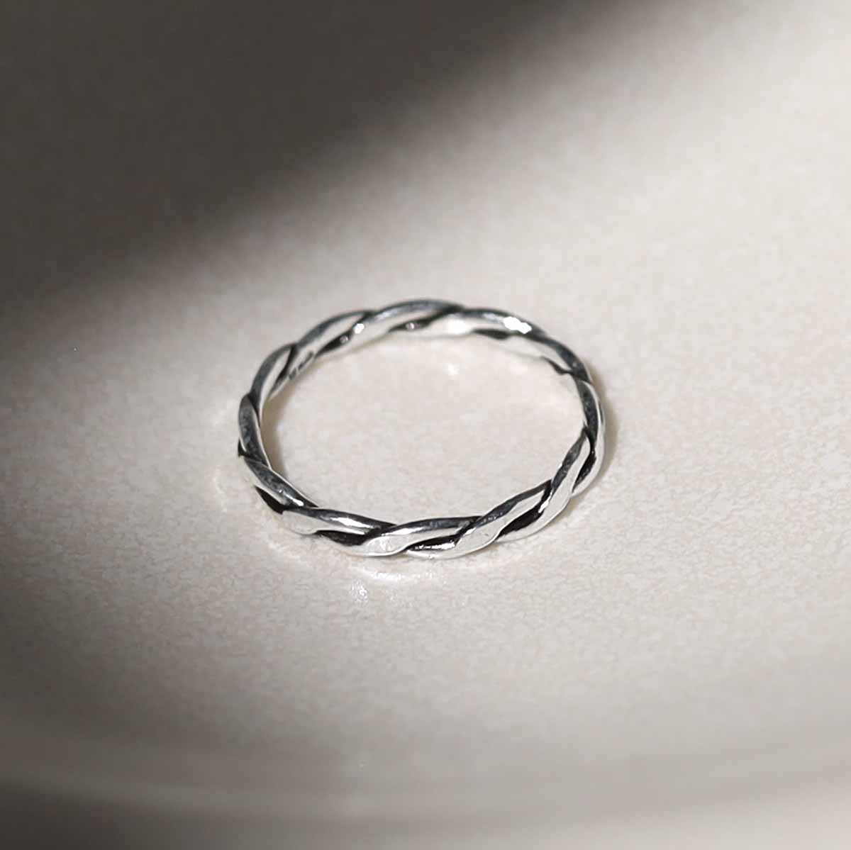 Sterling Silver Oxidised Rope Midi Ring | Martha Jackson