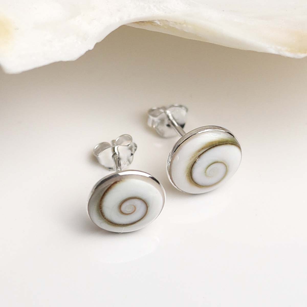 Sterling Silver Shiva Shell Stud Earrings - Affordable Jewellery ...