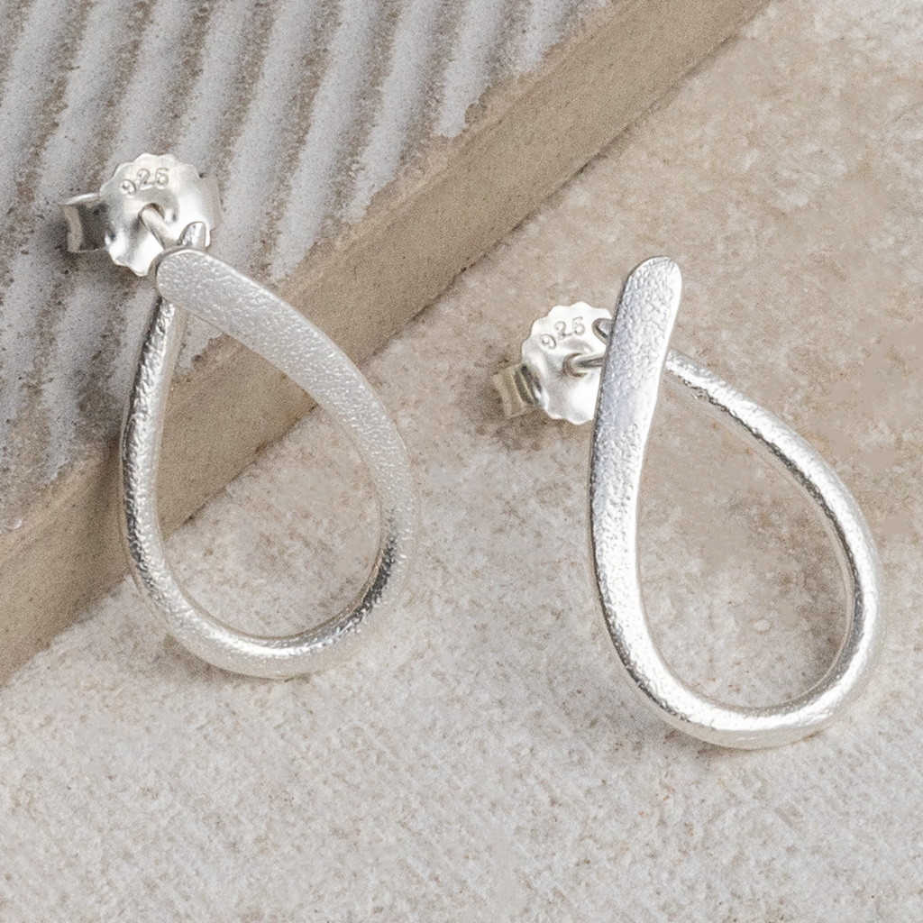 Sterling Silver Ribbon Loop Studs Affordable Jewelry | Martha Jackson