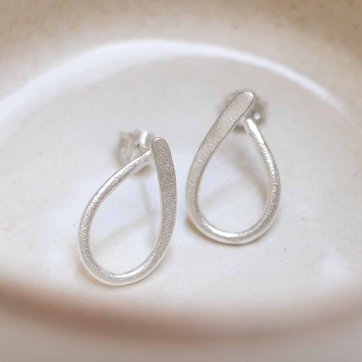 Sterling Silver Ribbon Loop Studs Affordable Jewelry | Martha Jackson